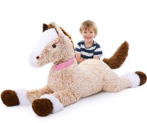 maogolan large horse plush stuffed animal, big horse pillow plush toy, ridable huge stuffed pony, giant horse plush pillow for kids 47 inches