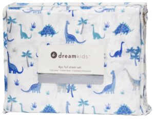 little celebrity full sheet set | kids sheet & pillowcase sets | full sheets for boys girls, fitted sheet, top sheet, 2 pillowcases | full sheets set | full bed sheets | bed sheets full (dino jungle)