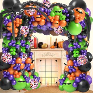 Halloween Balloons Garland Arch Kit, 143pcs Black Purple Orange Green Balloons Long Twisting Balloons for Halloween Themed Party Kids Halloween Birthday Hocus Pocus Party Haunted House Decorations…