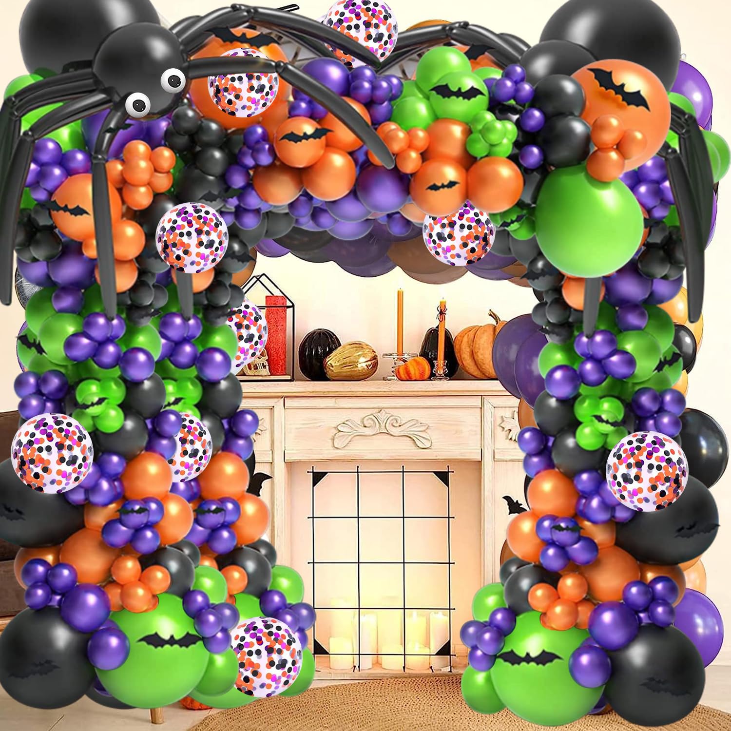 Halloween Balloons Garland Arch Kit, 143pcs Black Purple Orange Green Balloons Long Twisting Balloons for Halloween Themed Party Kids Halloween Birthday Hocus Pocus Party Haunted House Decorations…