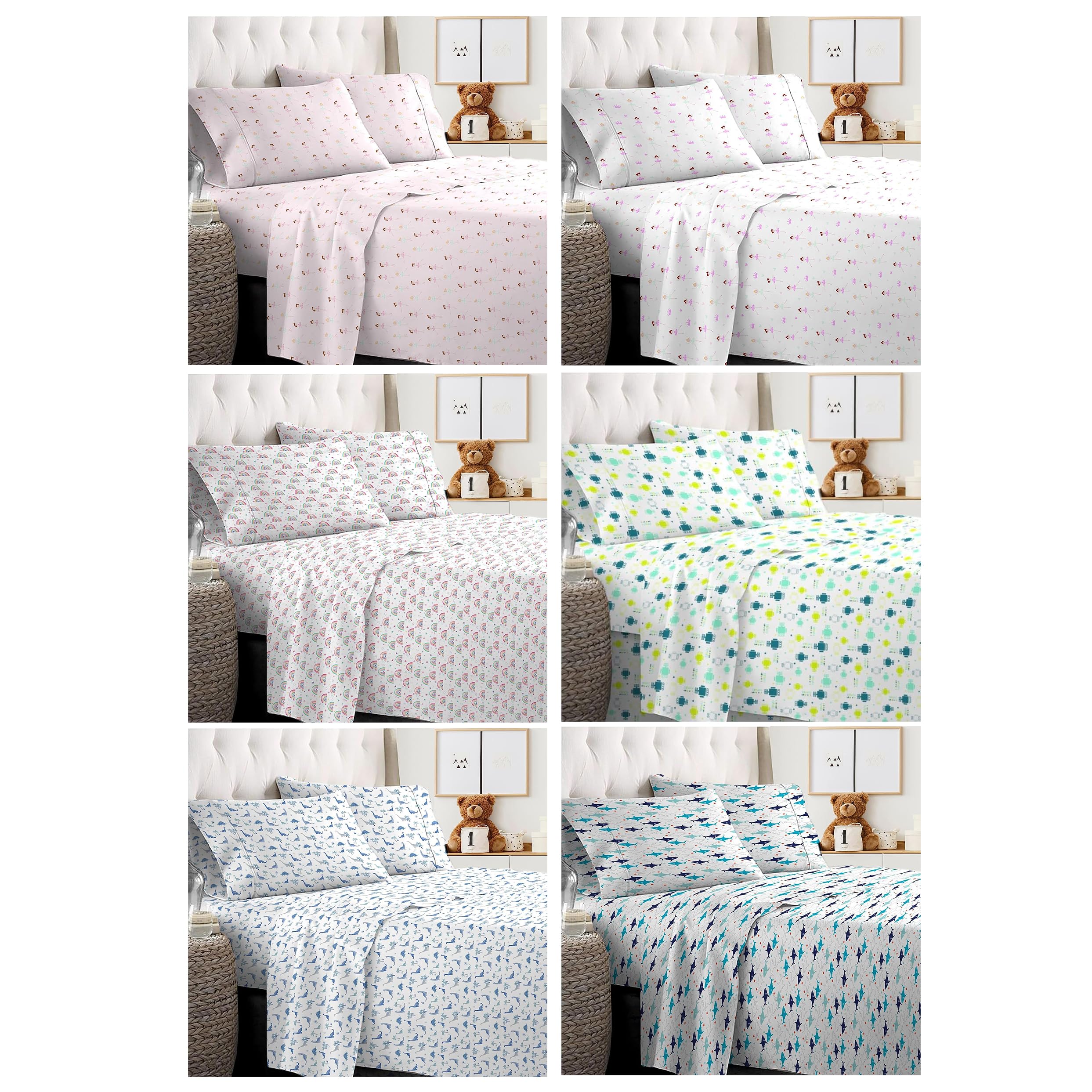 LITTLE CELEBRITY Full Sheet Set | Kids Sheet & Pillowcase Sets | Full Sheets for Boys Girls, Fitted Sheet, Top Sheet, 2 Pillowcases | Full Sheets Set | Full Bed Sheets | Bed Sheets Full (Dino Jungle)