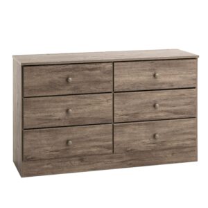 Prepac Astrid 6-Drawer Dresser, Drifted Gray & Astrid 4-Drawer Dresser, Drifted Gray