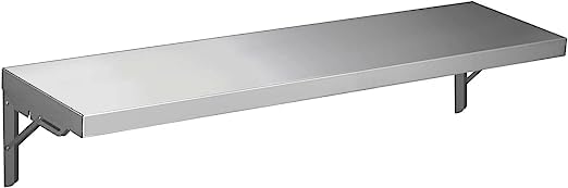 Express KitchQuip 12" x 60" Stainless Steel Folding Wall Shelf - Food Truck, Kitchen, Restaurant, Laundy, Garage and Utility Room