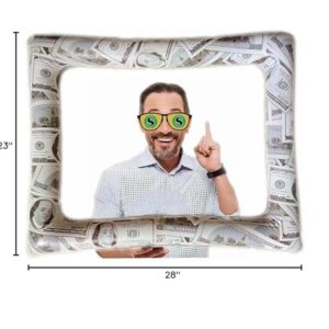 Bill Dollar Inflatable Photo Booth Selfie Frame Props Giant Money Themed Party Blow Up Picture Frame for Birthdays Casino Weddings Bachelorette Retirement Graduations Party Decorations