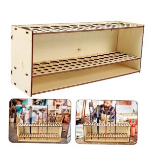 Display Holes Wood Organizers Storage Supply Home Marker Rack Model Painting Wall for Painters Artist Holders Household Rustic Wooden Brush Markers Container Tools