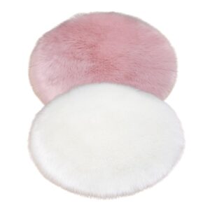 ningdan 2pcs 12 inches mini faux fur sheepskin rugs,fluffy living room carpet mini small size,for photographing background of jewellery,locker accessories for girls,locker rug (white and pink)