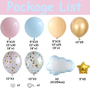 Gender Reveal Cloud Balloon Garland Arch Kit 151PCS Pastel Pink and Blue Confetti Balloon for He or She Gender Reveal Birthday Party Decorations