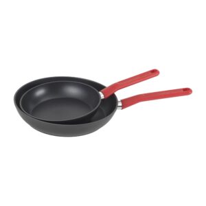 goodcook proease nonstick fry pan set, 10 inch and 8 inch, black