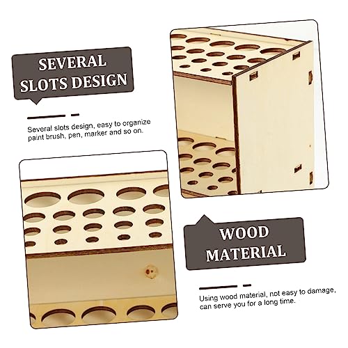 Display Holes Wood Organizers Storage Supply Home Marker Rack Model Painting Wall for Painters Artist Holders Household Rustic Wooden Brush Markers Container Tools