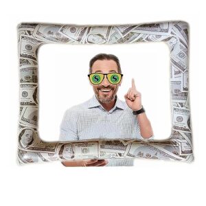 bill dollar inflatable photo booth selfie frame props giant money themed party blow up picture frame for birthdays casino weddings bachelorette retirement graduations party decorations