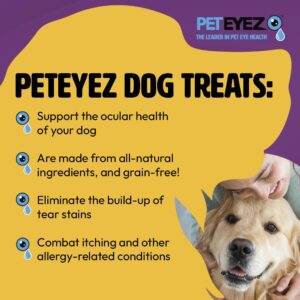 PetEyez Vitamin Tear Stain Remover Vitamin Treats for Dogs - Support Eye Health & Reduce Itching & Tear Stain Buildup - 100% Natural Dog Treats w/Superfoods & Antioxidants - Whitefish Flavor - 1oz