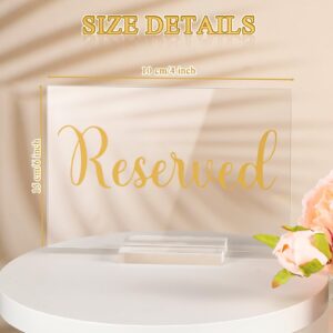 Roowest 10 Set Acrylic Reserved Table Signs Clear Wedding Reserved Signs with Holder Reserved Table Cards for Wedding Seating Reception Restaurant Birthday Party Ceremony Decoration(Clear, Gold)