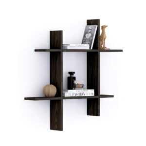 mobili fiver, angelica shelves # dark walnut, 35.4 "x5.9 x35.4, laminate-finished, wall mounted shelves for bedroom, corridor, entrance, living room, office, italian furniture