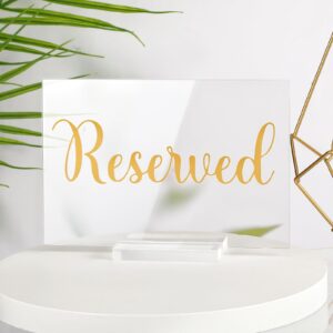 roowest 10 set acrylic reserved table signs clear wedding reserved signs with holder reserved table cards for wedding seating reception restaurant birthday party ceremony decoration(clear, gold)