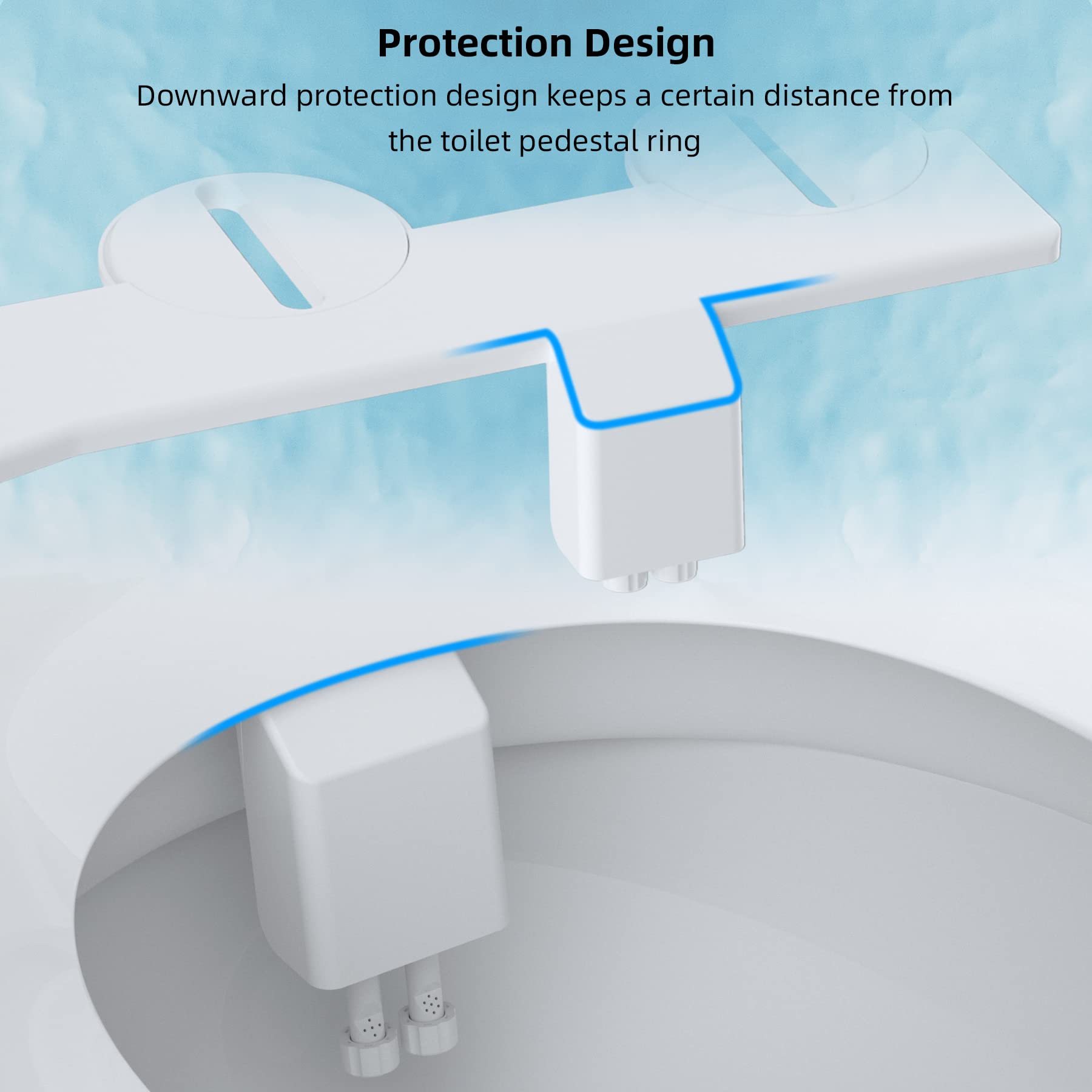 Hibbent Premium Round Toilet Seat with Cover(Oval) Quiet Close with Bidet Attachment for Toilet