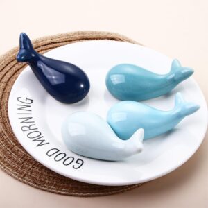 Vctitil 4 Pack Ceramic Whale Chopsticks Holder Cartoon Creative Spoon Rack Fork Knife Rack Table Decor,Kitchen Dinning Table Decoration(Multi)