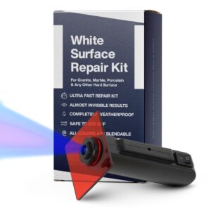 quartz countertop repair kit (clear, white acrylic & dark white color) - ideal as tile, fiberglass, bathtub, ceramic repair kit i works great for granite, marble, porcelain & corian surfaces