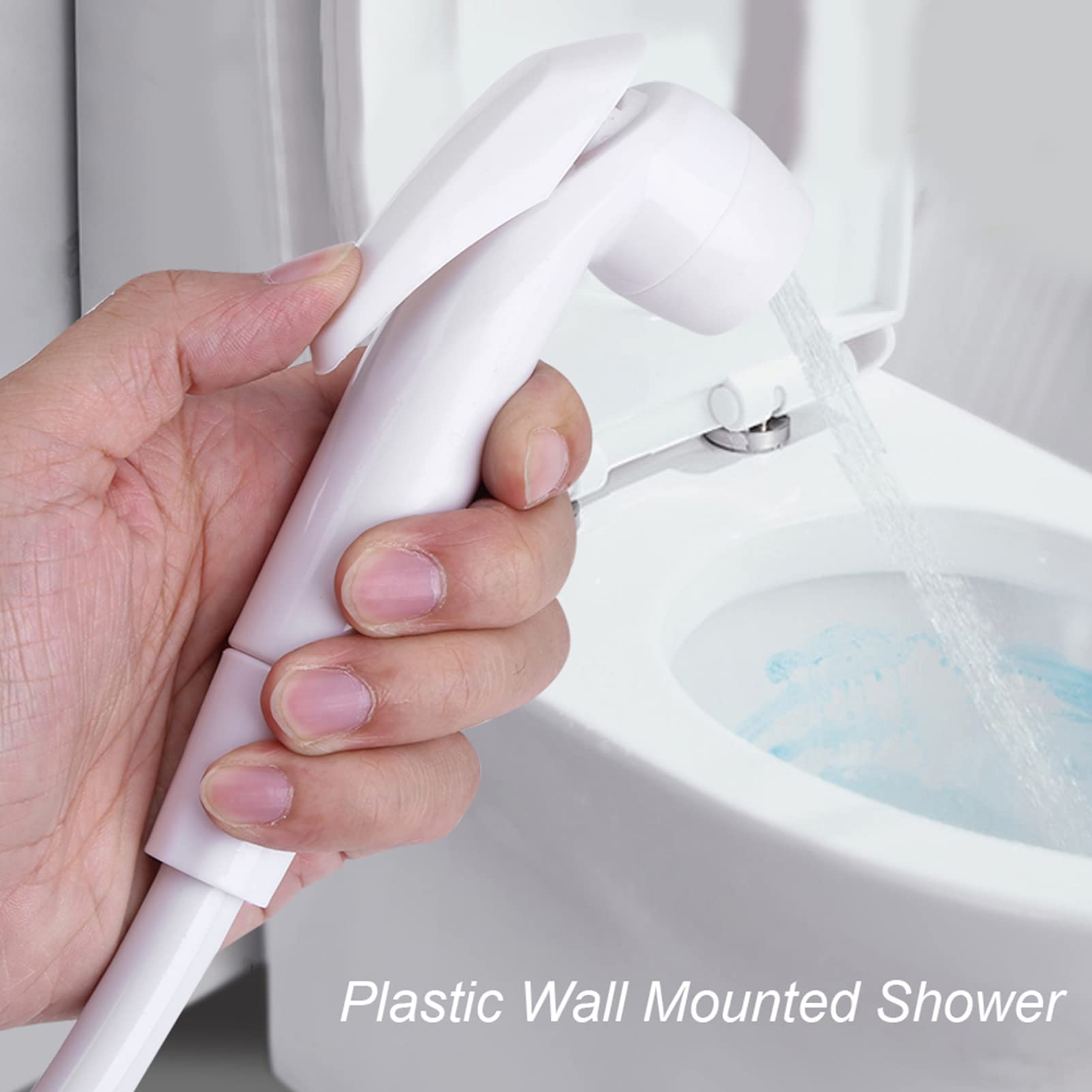 VINGVO Handheld Bidet Sprayer for Toilet, Portable Pet Shower Toilet Water Sprayer Seat Bidet Attachment Plastic Wall Mounted Shower Bathroom Hand Bidet Diaper Spray Sprayer Shattaf Kit