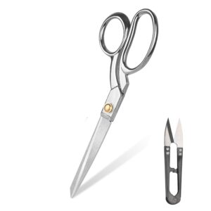 sewing scissors, rkqoa silver dressmaker's fabric scissors, 8" stainless steel shears, sharp knife edge fabric heavy duty tailor scissors for cutting leather cloth, right/left handed