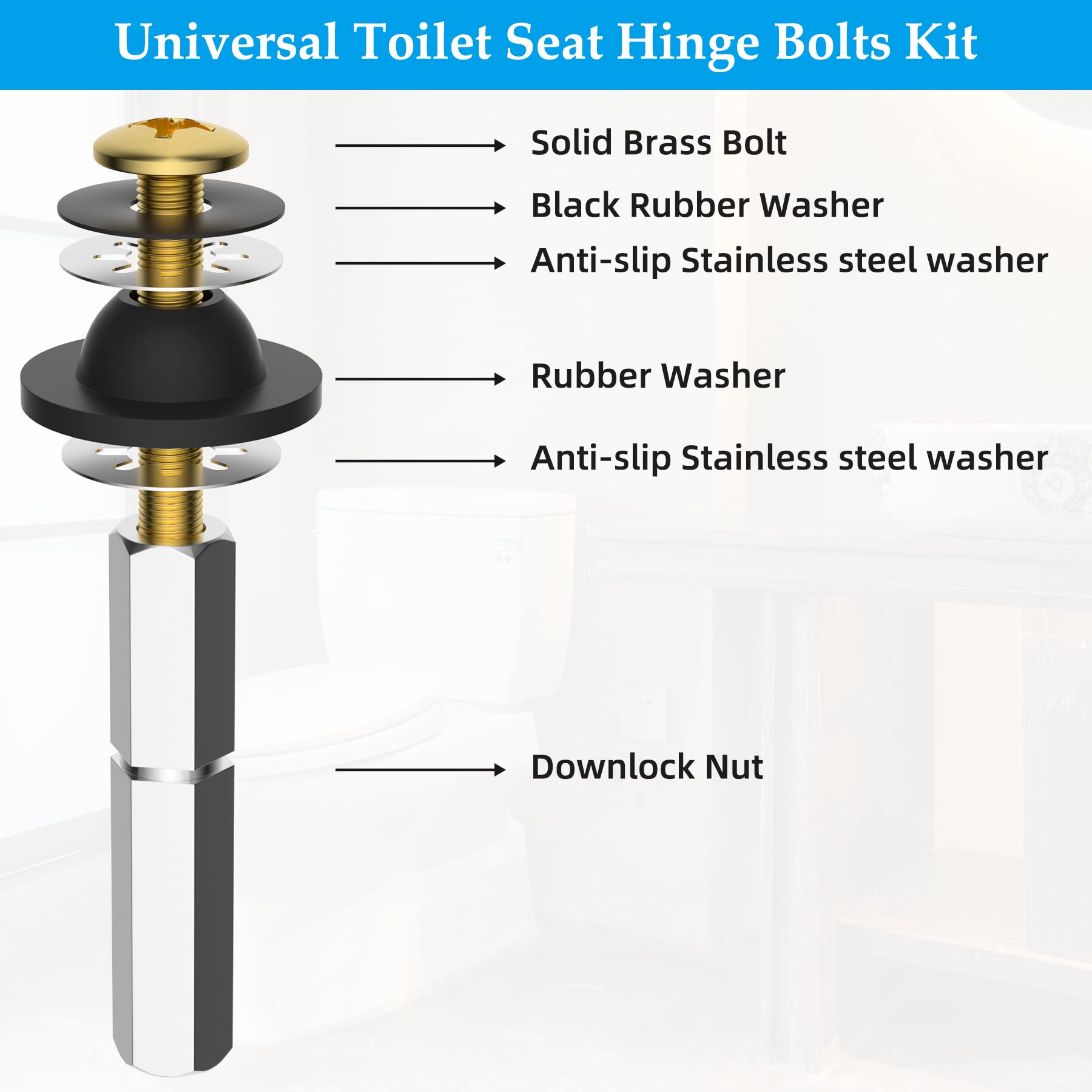 Hibbent Bidet Attachment for Toilet with 2 PCS Universal Toilet Seat Bolts Kit