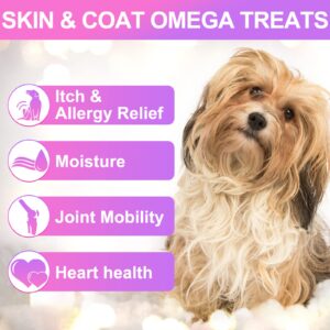 Natural Skin & Coat Chews for Dogs, Dog Vitamins and Supplements for Healthy Skin and Coat with Chicken Flavor, Itch Relief for Dogs with Allergies, Dog Vitamins and Supplements, Omega 3