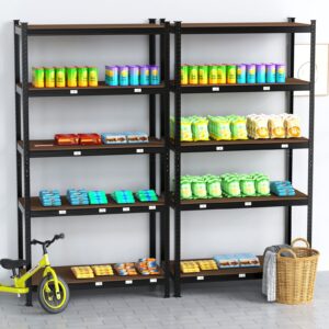 storage shelves 5 tier adjustable shelves rack boltless garage storage shelving, heavy duty metal storage utility metal rack shelf unit, 1929lb high weight capacity (80h” x 40w” x 20d”, black)