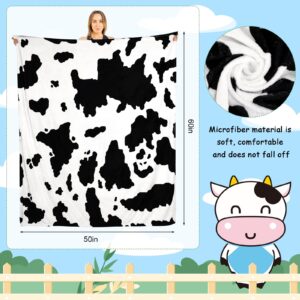 Bokon Cow Print Stuff for Girls, Cow Themed Set Include 50" x 60" Warm Plush Cute Blankets 20 oz Cow Tumbler Socks Cosmetic Bag Lipstick Holder Scrunchies Cow Sticker for Cow Lover