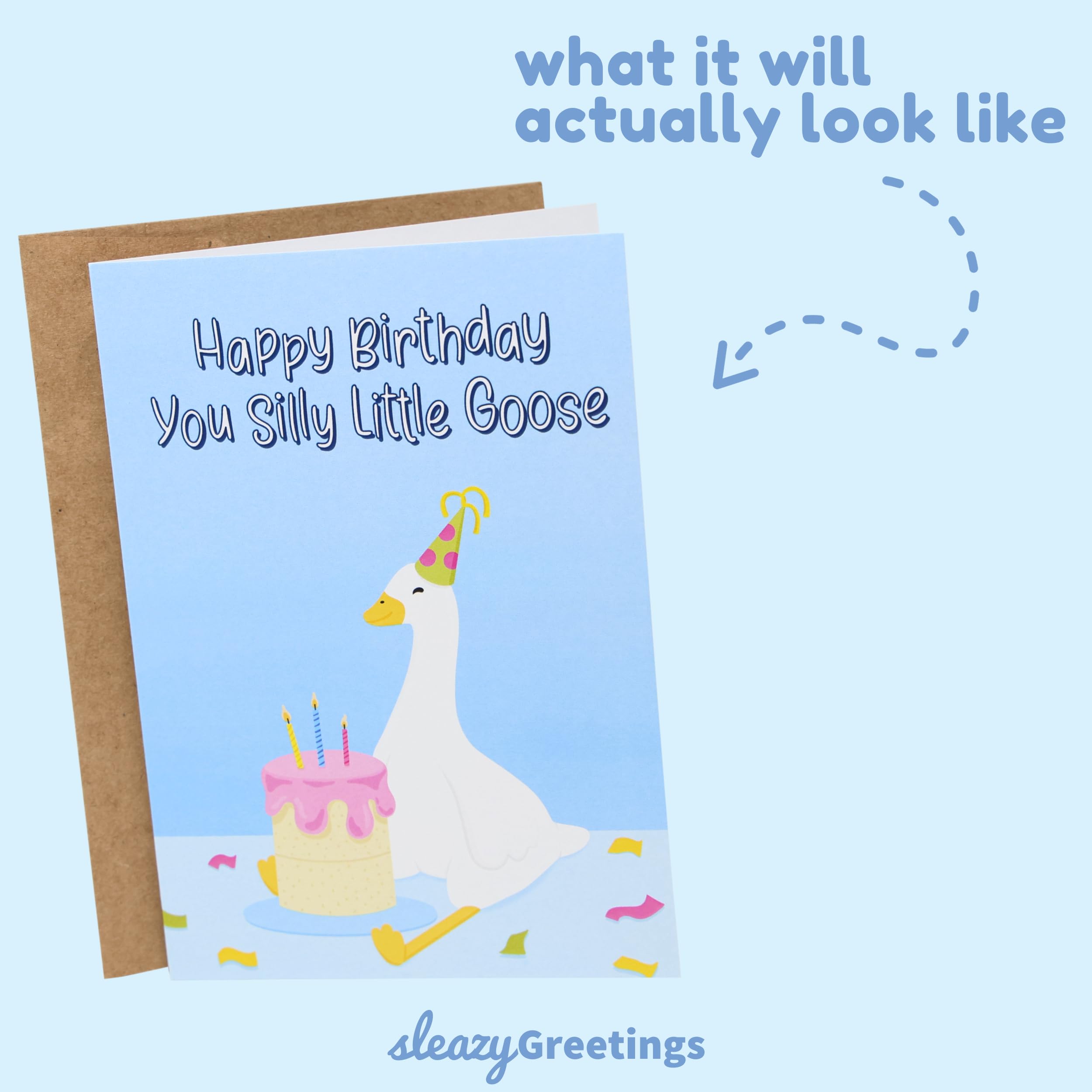 Sleazy Greetings Funny Birthday Card for Him Her | Happy Birthday Cards for Women Men | Silly Goose Birthday Card for Husband Wife | Happy Birthday You Silly Little Goose Card