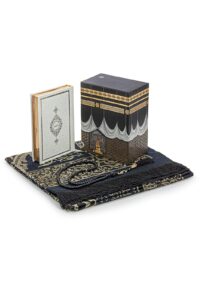 ihvan online muslim prayer rug and quran with prayer beads, kaaba decor box, islamic gift for women & men, elegant islam set for ramadan, eid, umrah, birthday, travel