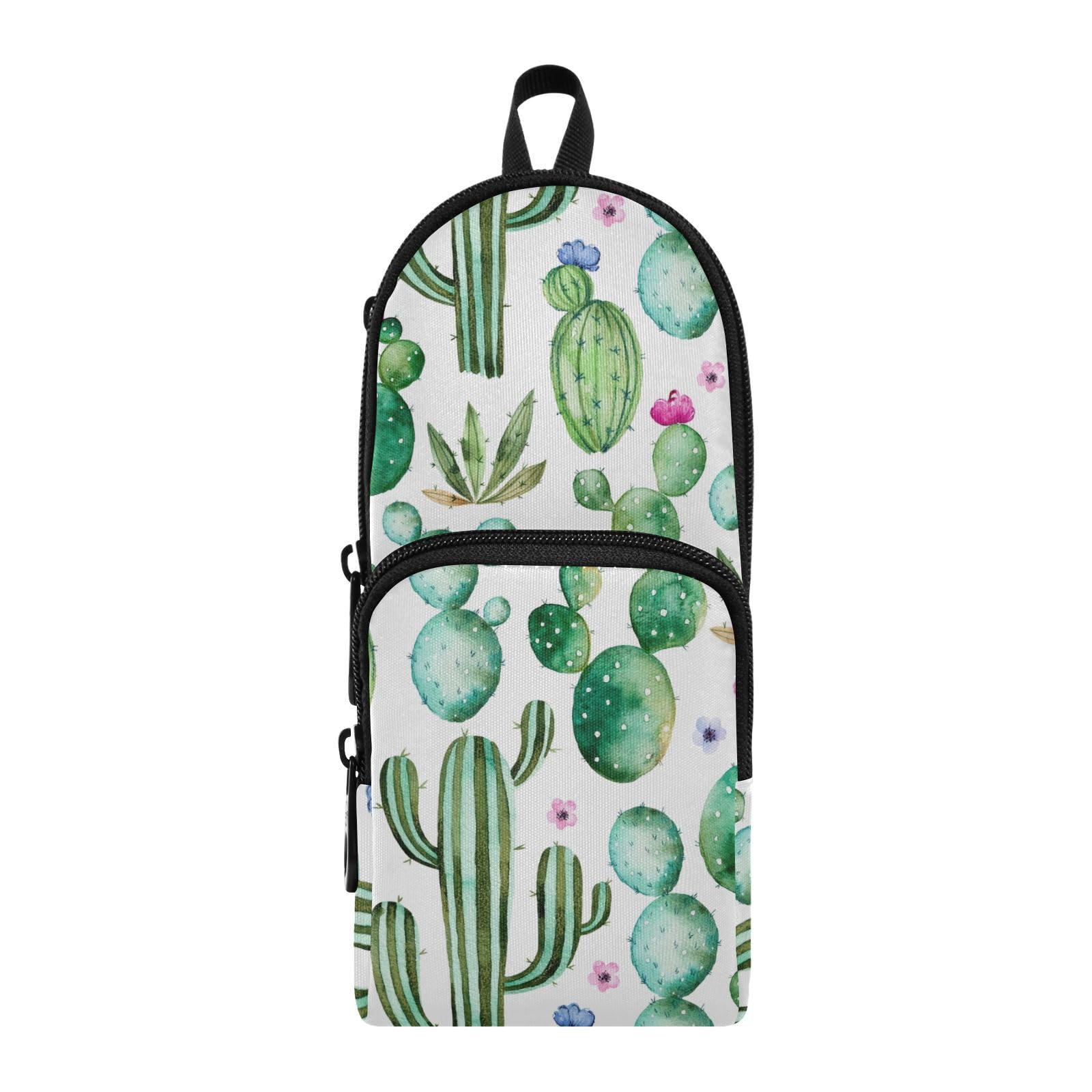 Cactus Succulent Floral Pencil Case Pouch Big Capacity Pencil Pouch for Boys Girls Pencil Bag with Zipper Pencil Box for Teens Kids Adults Students Pen Case Bag Organizer Office School Supplies