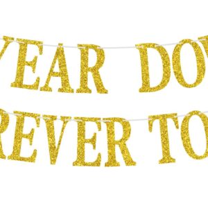 1 Year Down Forever to Go Banner, 1 Year of Marriage Gift, Happy 1st Wedding Anniversary Party Decoration Supplies, Gold Glitter