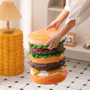 Small Stool for Living Room Bedroom Cute Stylish Stool Hand Painted Ergonomic Multifunctional Shoe Changing Stool (Burger Stool)