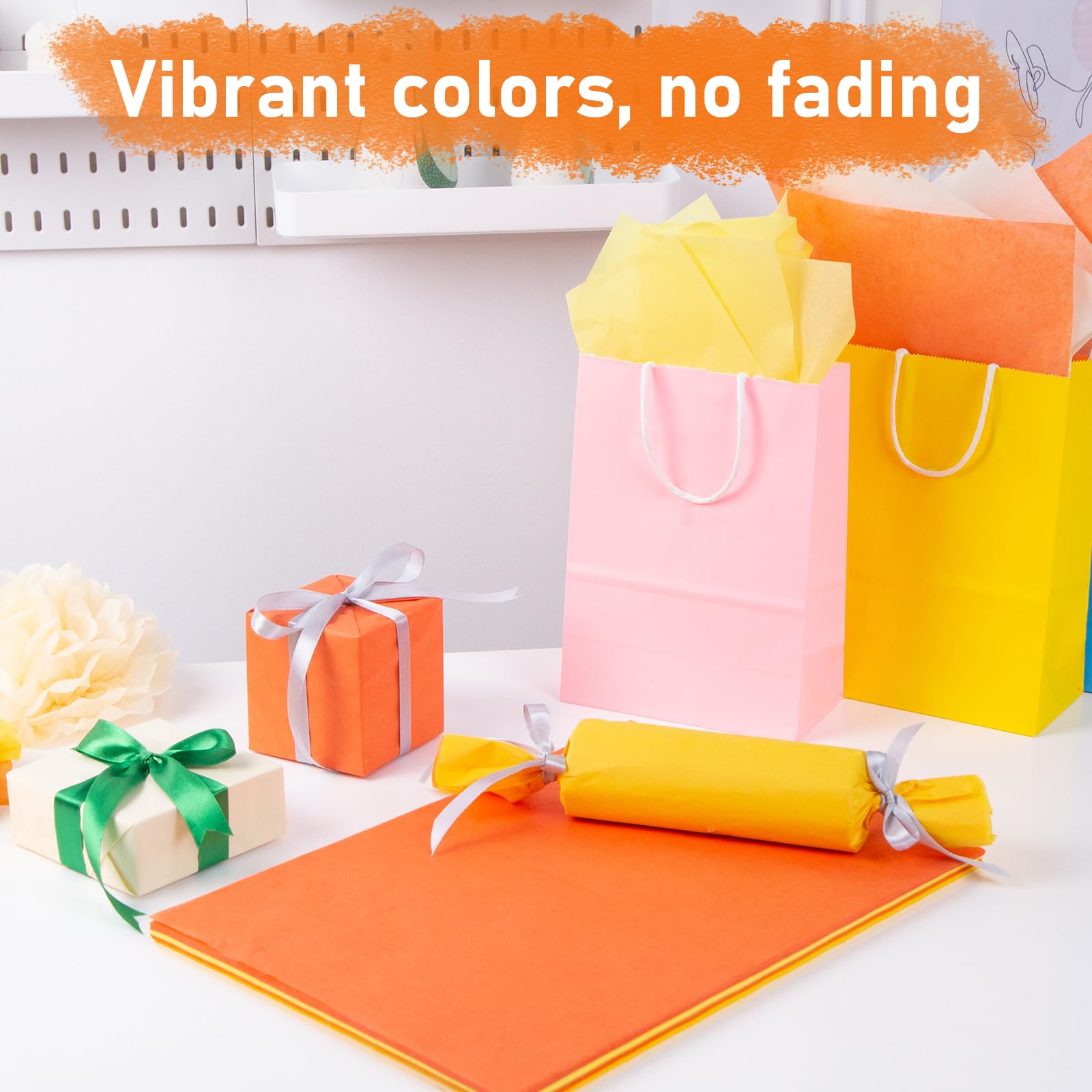 VGOODALL 450 Sheets Orange Tissue Paper, 11.5 x 8 Inch Fall Tissue Paper Bulk for Gift Bags Wrapping Paper for DIY Crafts Birthday Thanksgiving Party Decoration