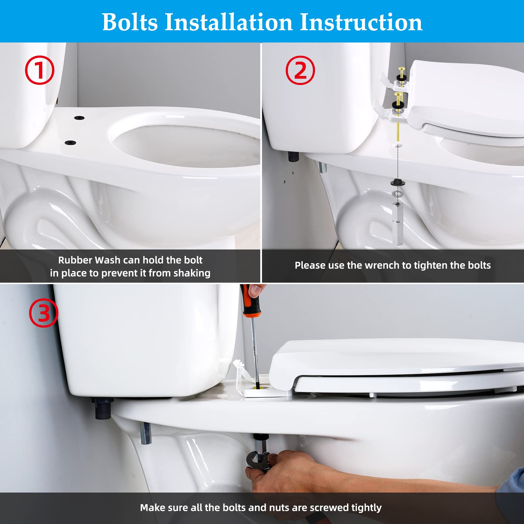 Hibbent Bidet Attachment for Toilet with 2 PCS Universal Toilet Seat Bolts Kit