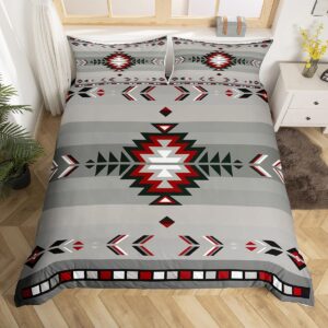 feelyou king size southwest native design duvet cover southwestern geometric bedding set for kids ultra soft tribal comforter cover set vintage grey bedspread cover room decor bedclothes zipper