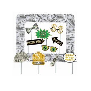 money party inflatable photo booth selfie frame & photo props set giant bill dollar party blow up picture frame for birthdays casino weddings bachelorette retirement graduations party decor