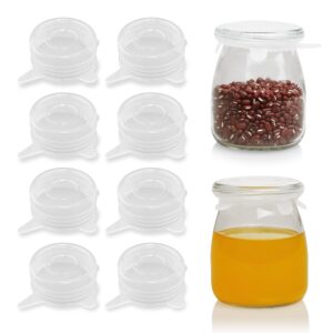 extra small silicone stretch lids 2 inch reusable silicone jar cover lids to fit 2 inch to 2.4 inch small yogurt jars,milk bottles,cans 8 pack