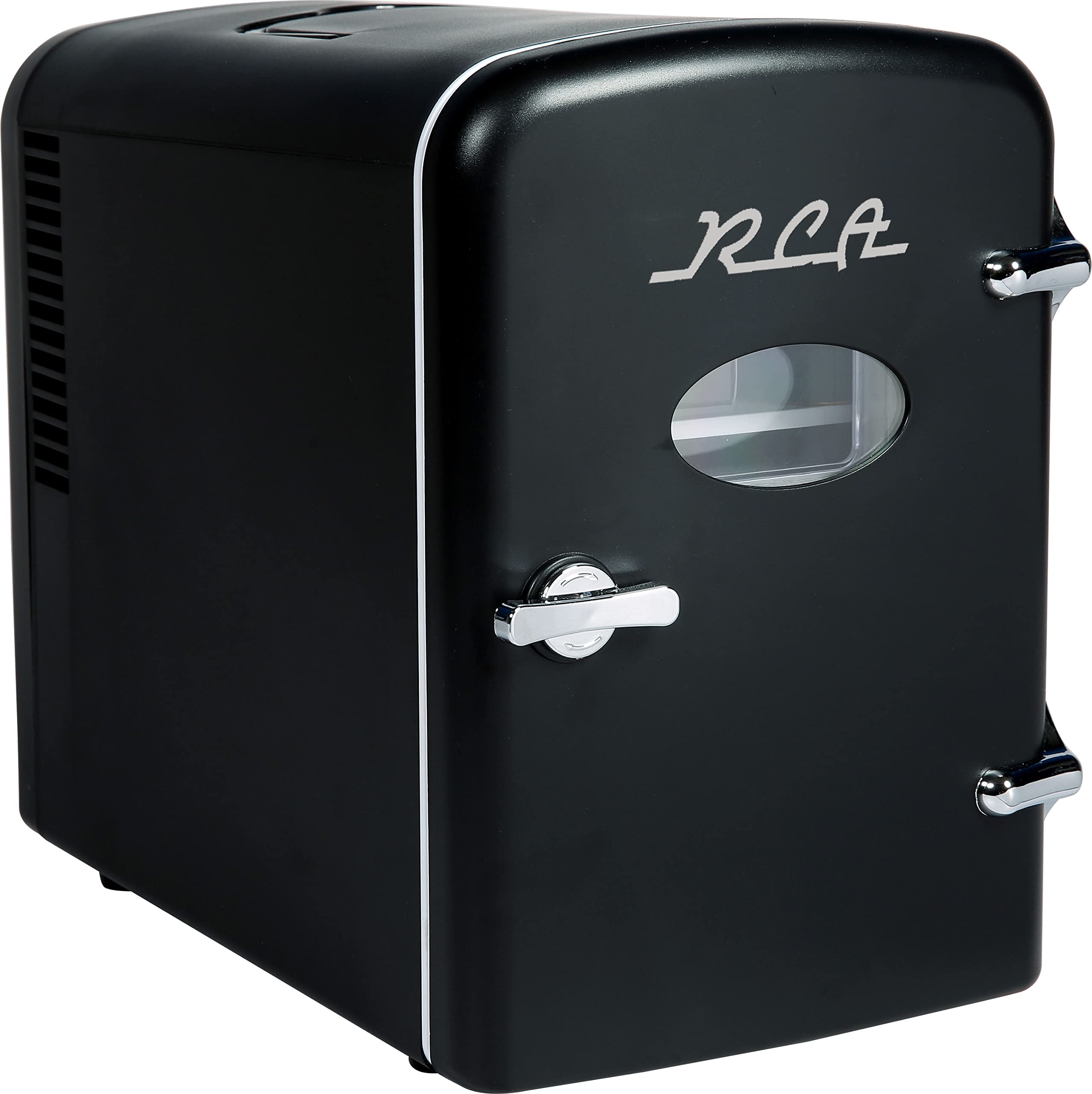 RCA RMIS129-MINT Mini Fridge, Mint, 0.15 cubic feet & Mini Retro 6 Can Beverage Refrigerator-Black, RMIS129-BLACK, 0.15 cubic feet