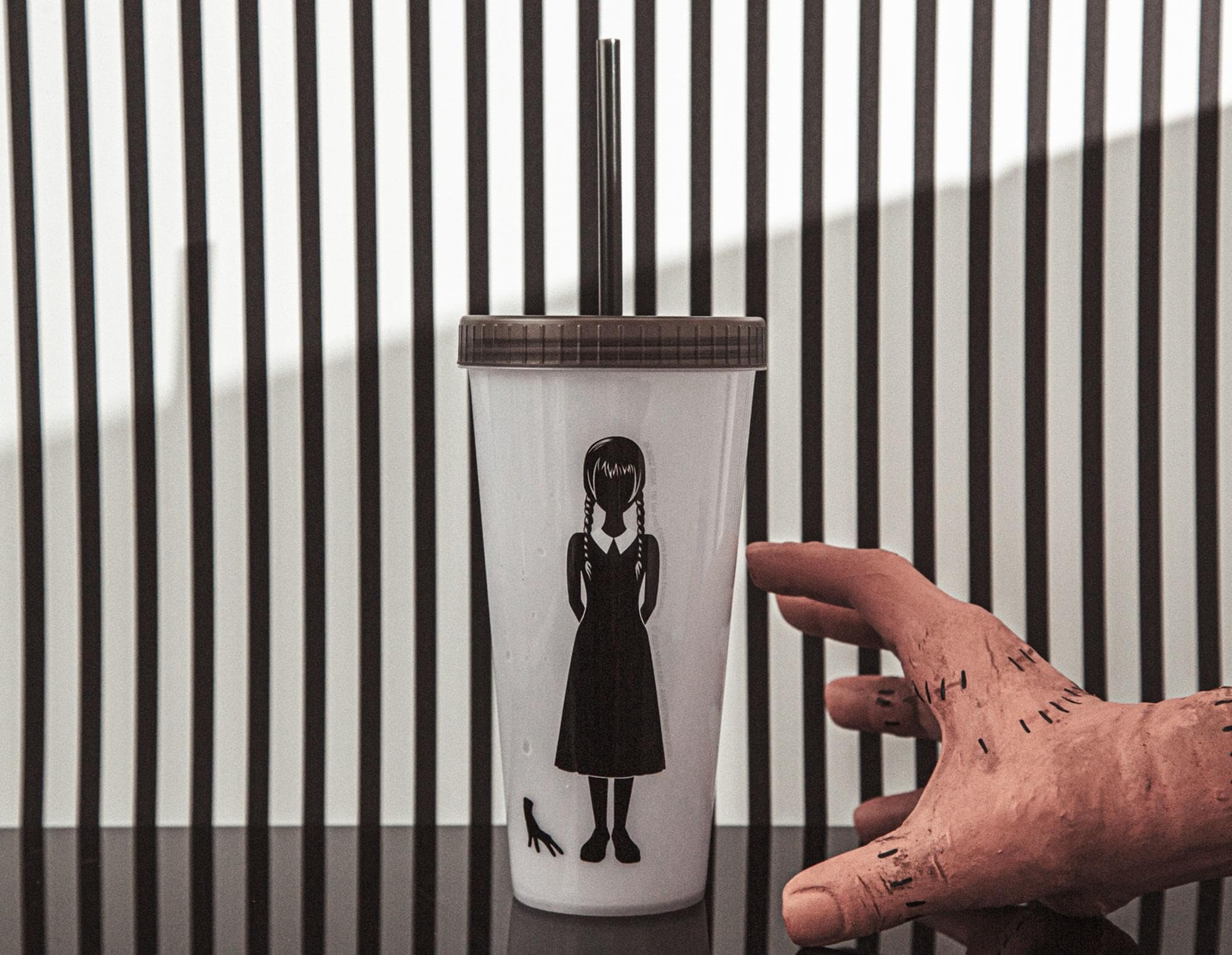 Wednesday "We Wear Black" Color-Changing Plastic Travel Tumbler | Includes Reusable Straw, Leak-Resistant Lid | Holds 24 Ounces