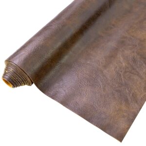 1 Yards 54" x 36" Dark Brown Faux Leather Fabric Distressed Crazy Horse Soft Fake Leather Fabric by The Yard Dark Brown Upholstery Vinyl for Sofa Bags Chairs Car Seats DIY Crafts