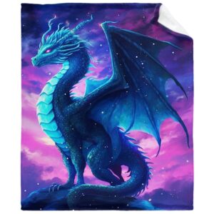 dragon blanket blue dragon blanket gift for woman man girls boys dragon gift for dragon lovers soft flannel blue dragon blanket for living room sofa couch decor 40"x50"for kids/children