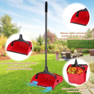 Weewooday 8 Pieces Commercial Lobby Dustpan Plastic Upright Dust Pan with Long Handle Metal Upright Dustpan Heavy Duty for Restaurants Commercial Lobby Garage Home and Outdoors Use (Red)