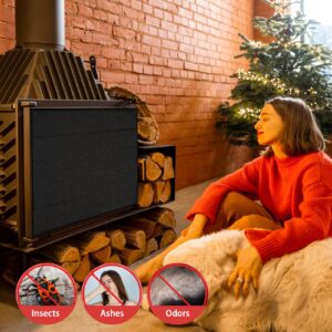 Magnet Fireplace Cover, 39” x 32” Fireplace Blocker Blanket with 12 Strong Magnets and Hooks, Fireplace Draft Blocker Stops Heat Loss Save Energy, for Metal or Non-Metal Framed Fireplace