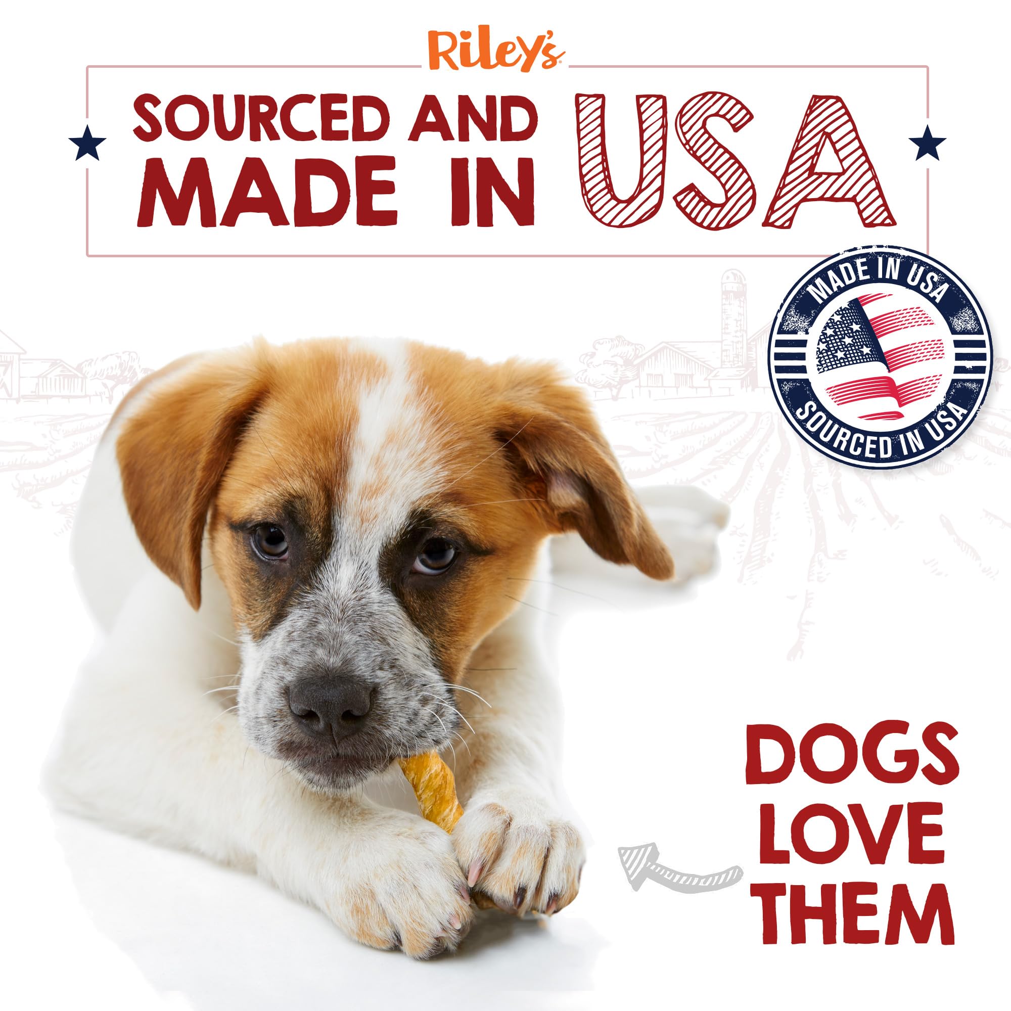 Riley's Chicken Wrapped Dog Treats - USA Sourced, USA Made Medium Dog Treats - Dog Chew Sticks - Raw Hides for Medium Dogs - Wrapped Rawhide Sticks for Dogs - 12 Twists - Medium