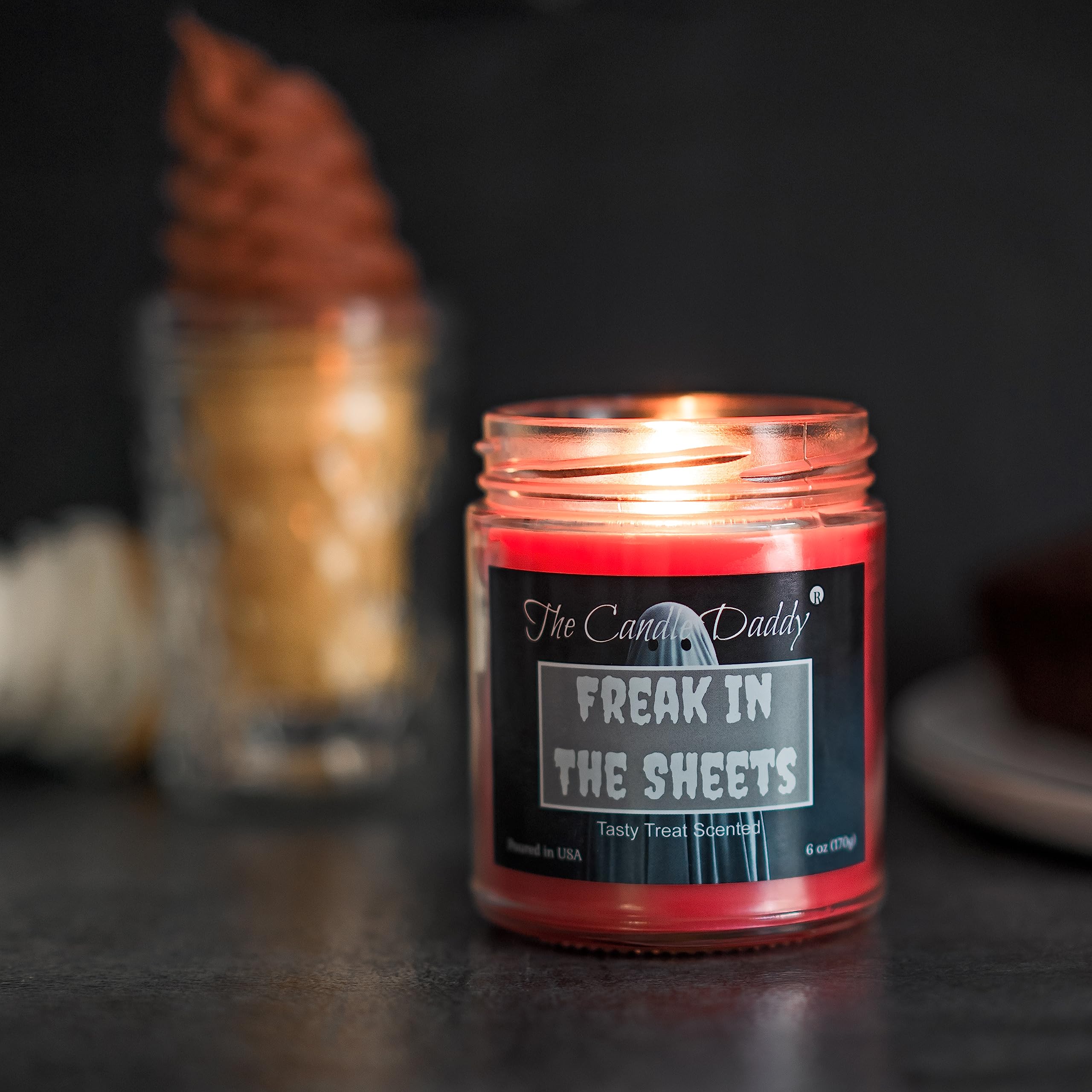 Freak in The Sheets- Sweet Treat Scented - Funny Halloween 6 Oz Jar Candle - 40 Hour Burn Time