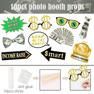 Money Party Inflatable Photo Booth Selfie Frame & Photo Props Set Giant Bill Dollar Party Blow Up Picture Frame for Birthdays Casino Weddings Bachelorette Retirement Graduations Party Decor