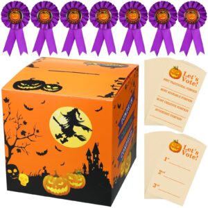 sasylvia 58 pcs halloween pumpkin carving contest awards kit including halloween ballot box 50 voting cards 7 pumpkin carving prize award ribbons for pumpkin carving game party decoration