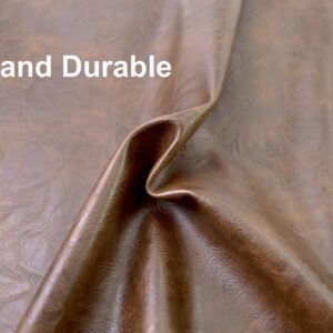 1 Yards 54" x 36" Dark Brown Faux Leather Fabric Distressed Crazy Horse Soft Fake Leather Fabric by The Yard Dark Brown Upholstery Vinyl for Sofa Bags Chairs Car Seats DIY Crafts