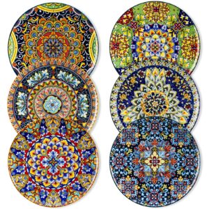 vancasso dinner plates set of 6-10.5 inch ceramic plates, microwave, oven and dishwasher safe, colorful bohemian style dishes for kitchen