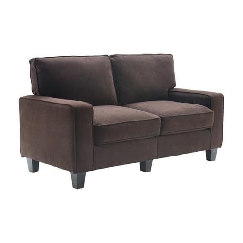 Pemberly Row Modern/Contemporary Palisades 61" Loveseat in Dark Brown